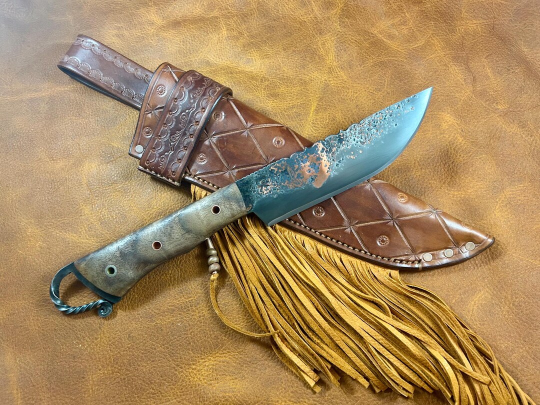Brut De Forge, Copper Clad, Mountain Man Blacksmith Knife With Walnut ...