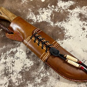 Custom Leuku Knife With Filework Along the Spine, a Copper Bolster and ...