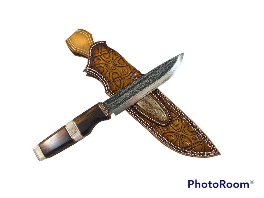 Custom Leuku Knife With Ironwood and Moose Antler Handle and Custom ...