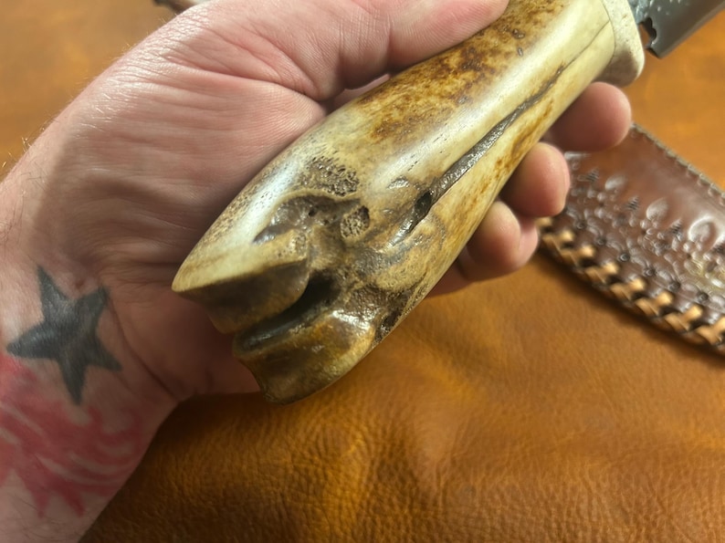 Brut De Forge, Mountain Man Bowie File Knife With Elk Bone Handle and ...