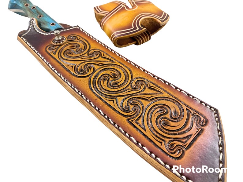 Chopper Knife From Ferriers Rasp With Hand Tooled and Sewn Leather ...