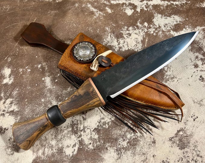 Hand Forged, Frontier Style Spear Point Knife With Hand Filework Along ...