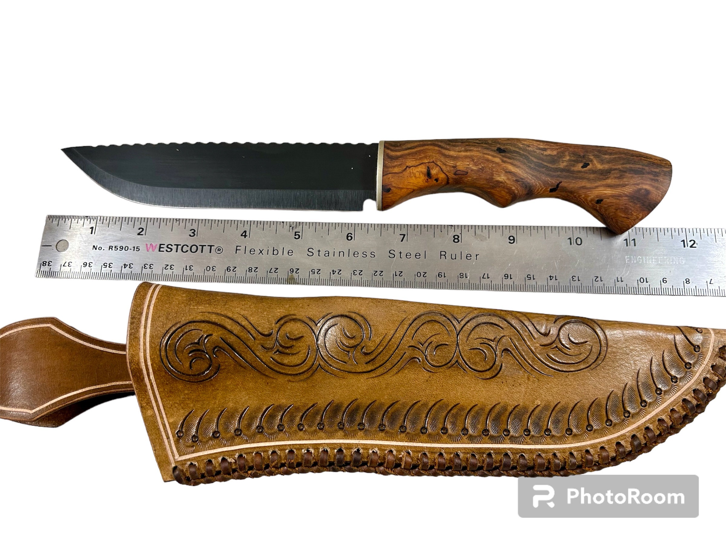 Custom Leuku Knife With an Ironwood Handle and Nickel Bolster. Hand ...