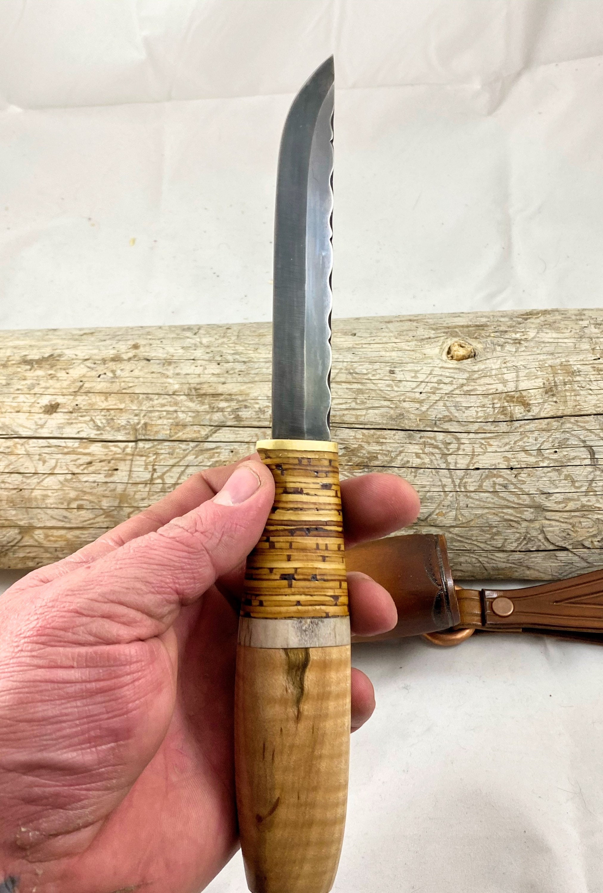 Custom handmade puukko knife with custom handmade leather | Etsy