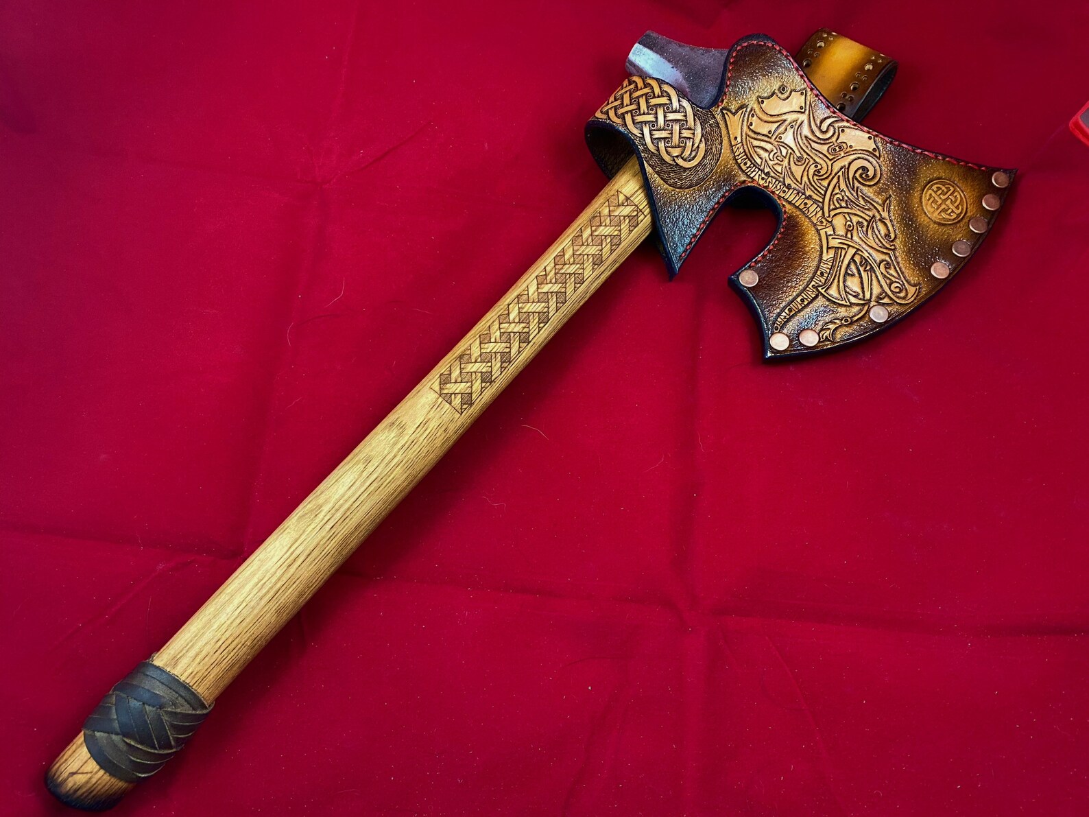 Viking Bearded Carving/camp Axe With Custom Leather Cover - Etsy