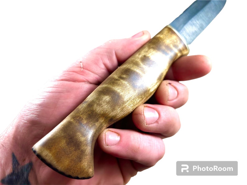 Custom Viking Puukko Knife With Maple Handle and Nickel Bolster. Comes ...