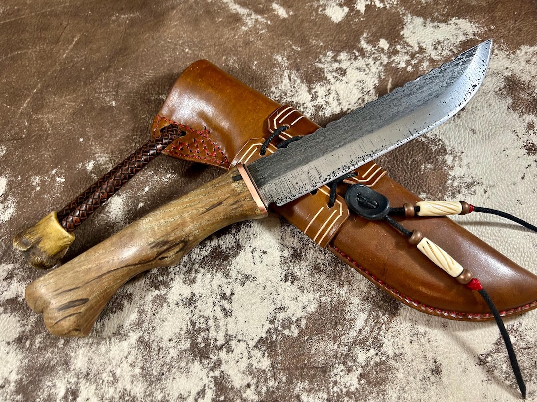 Custom Leuku Knife With Filework Along the Spine, a Copper Bolster and ...