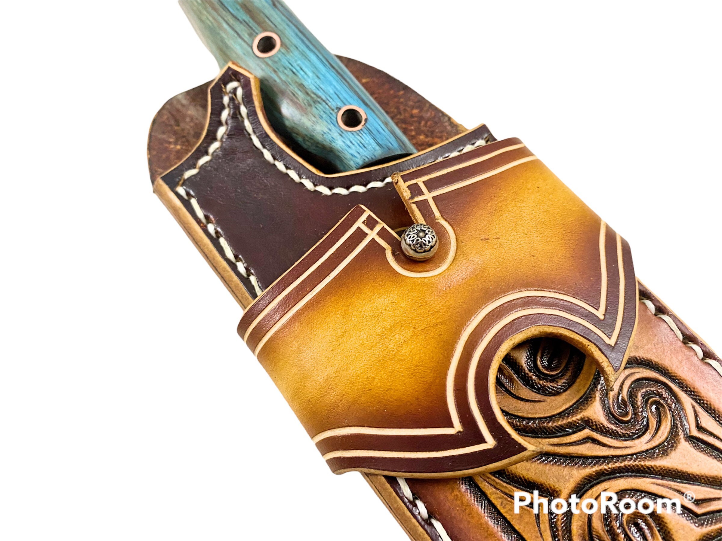 Chopper Knife From Ferriers Rasp With Hand Tooled and Sewn Leather ...