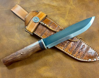 Brut De Forge Mountain Man Bowie Knife W/copper Cladding and Antler ...