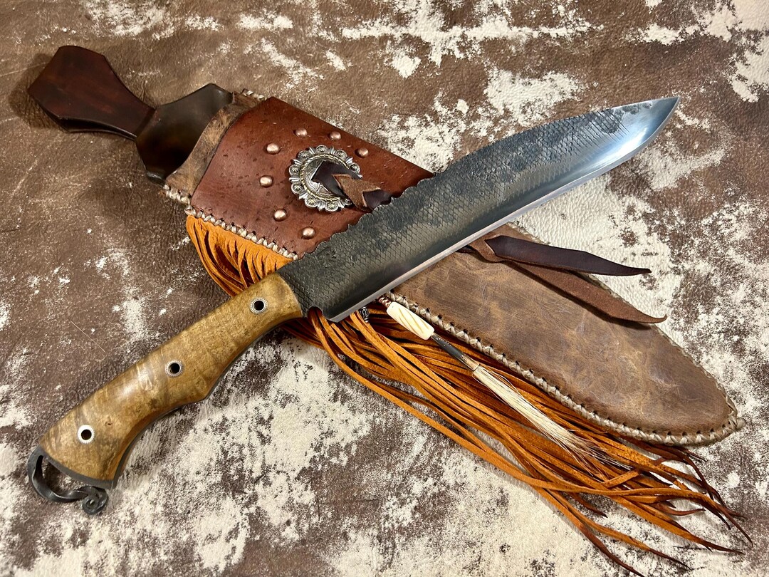 Hand Forged Ferrier’s Rasp Bowie Knife With a Custom Leather Sheath - Etsy