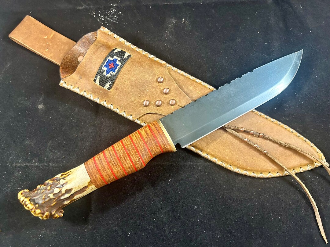 Custom Leuku Knife With Frontier Style Leather Sheath - Etsy