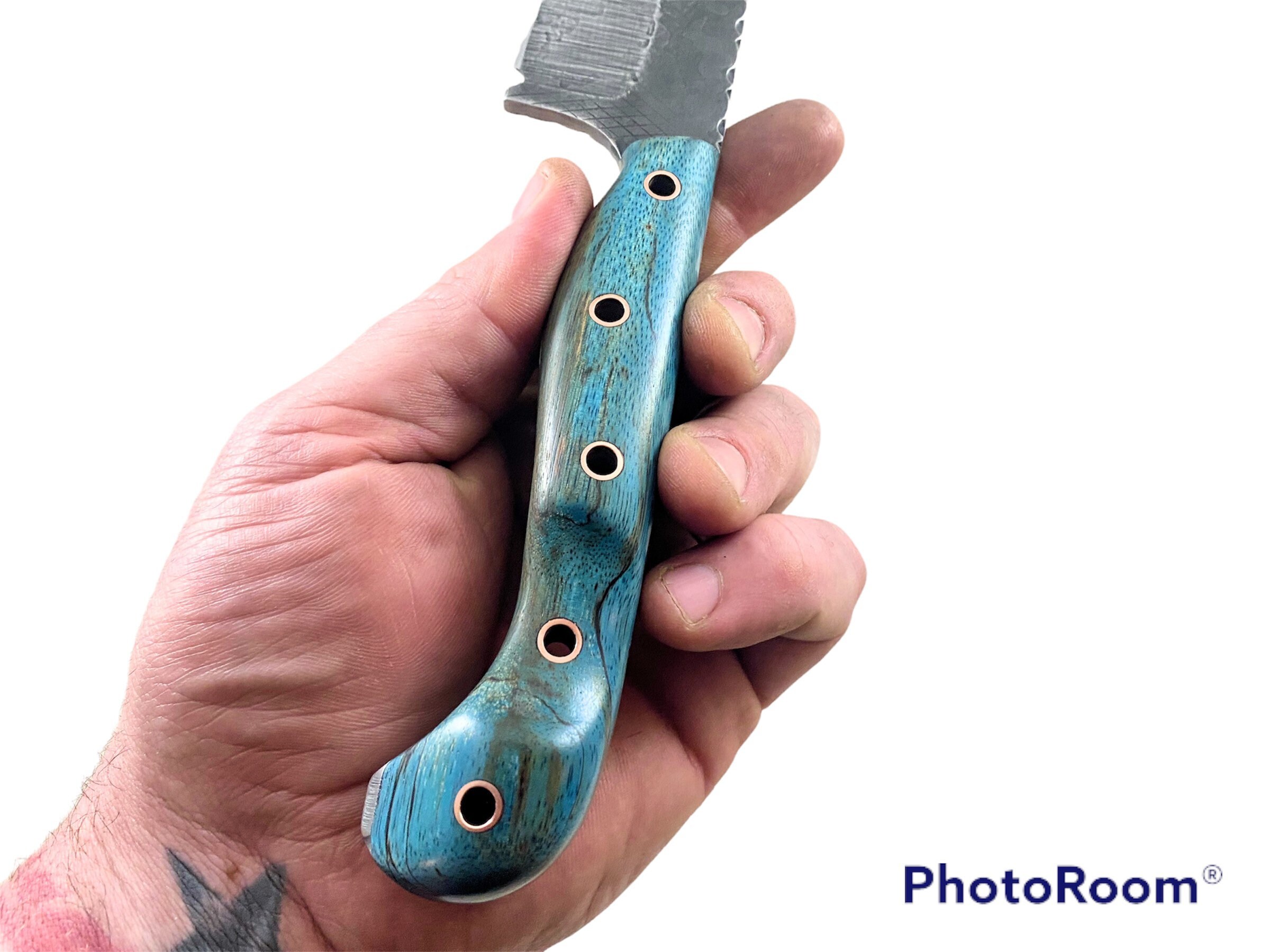 Chopper Knife From Ferriers Rasp With Hand Tooled and Sewn Leather ...