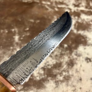 Custom Leuku Knife With Filework Along the Spine, a Copper Bolster and ...