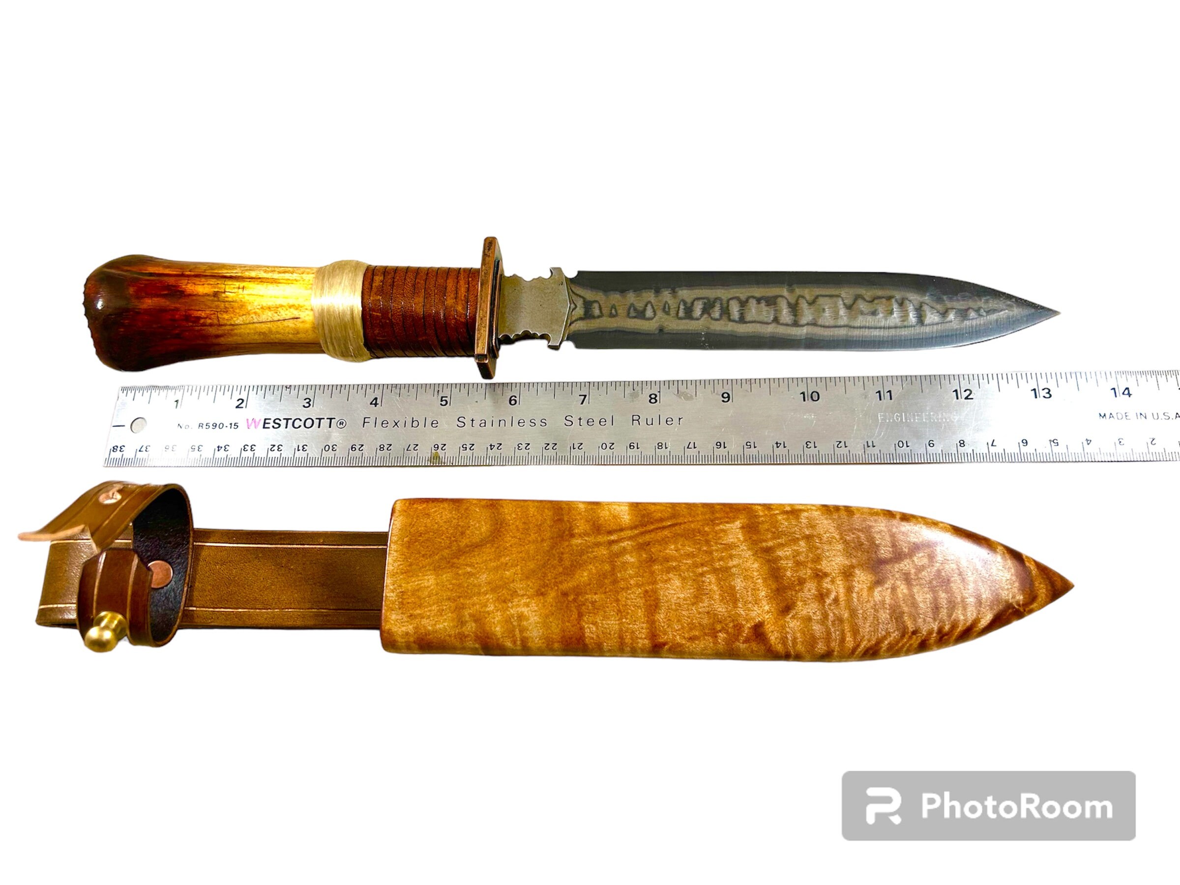 High Carbon, Laminated Steel Dagger With Elk Bone Handle and Hand ...