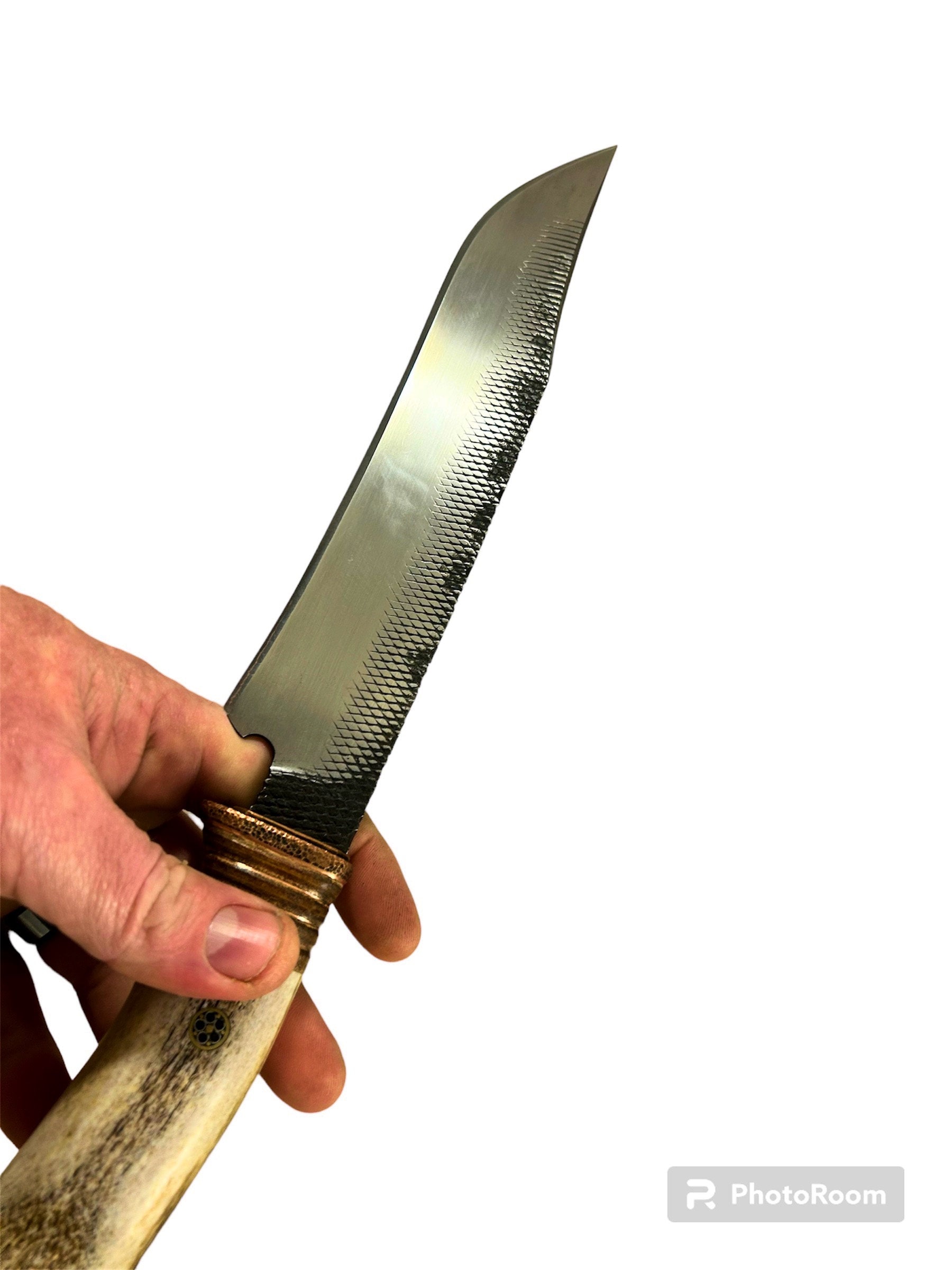 Custom Ferriers Rasp Bowie Knife With Elk Antler Handle and Hand Tooled ...