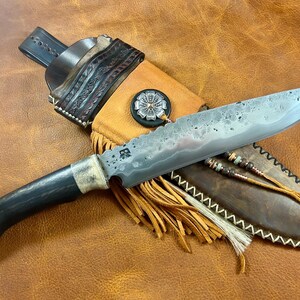 Brut De Forge, Mountain Man Bowie Knife With Ebony Wood Handle, Antler ...