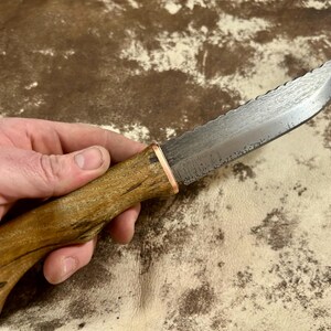 Custom Leuku Knife With Filework Along the Spine, a Copper Bolster and ...