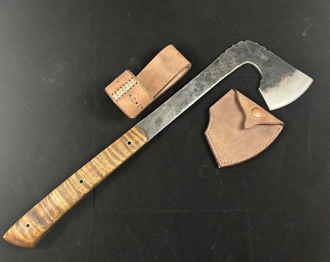 Forged Full Tang Tomahawk With Maple Scales and Copper Tube Pins. Comes ...