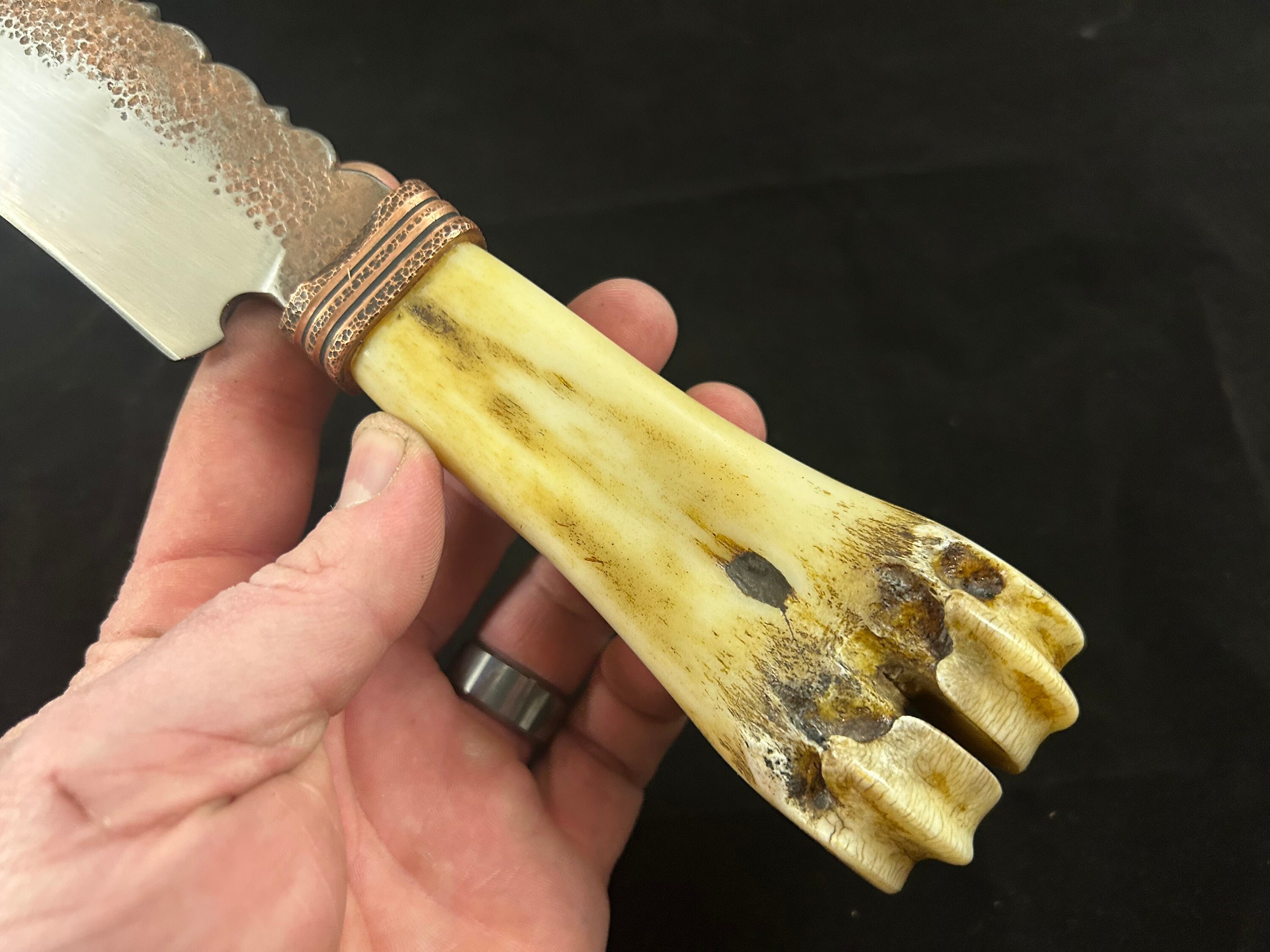 Forged Bone Handle Recurve Bowie Knife With Hand Filework Along the ...