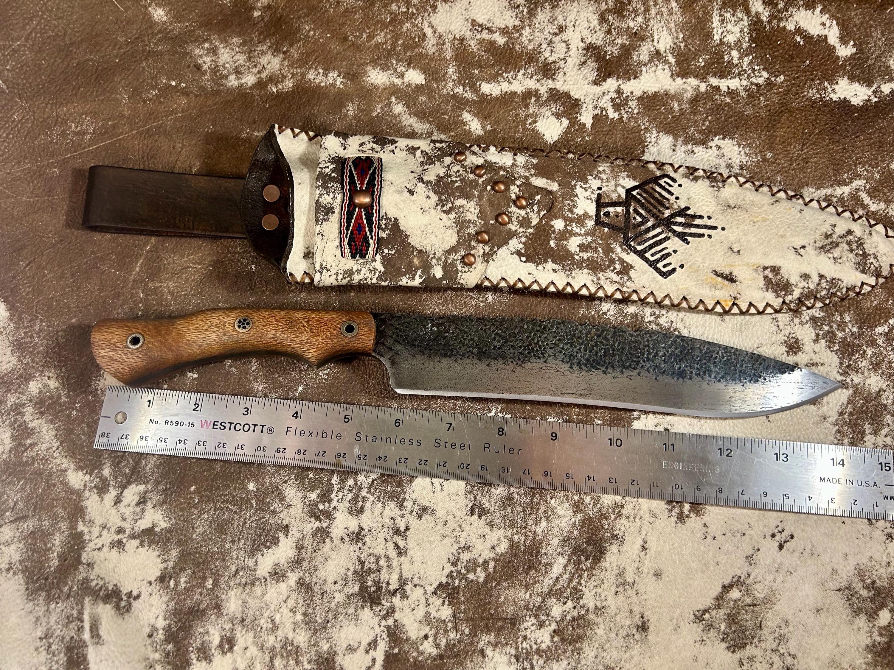 Hand Forged Ferrier’s Rasp Bowie Knife With a Custom Leather Sheath - Etsy