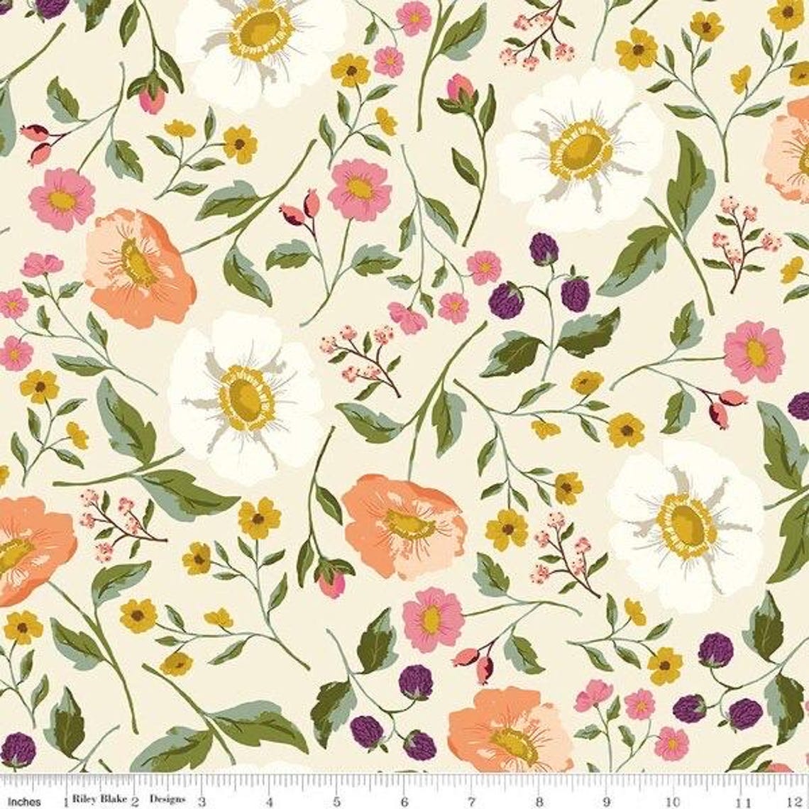Riley Blake Designs VIRGINIA ROSE WALLFLOWER Shell Cotton Quilting ...