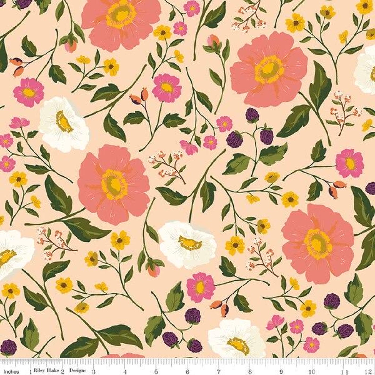 Riley Blake Designs VIRGINIA ROSE WALLFLOWER Shell Cotton Quilting ...