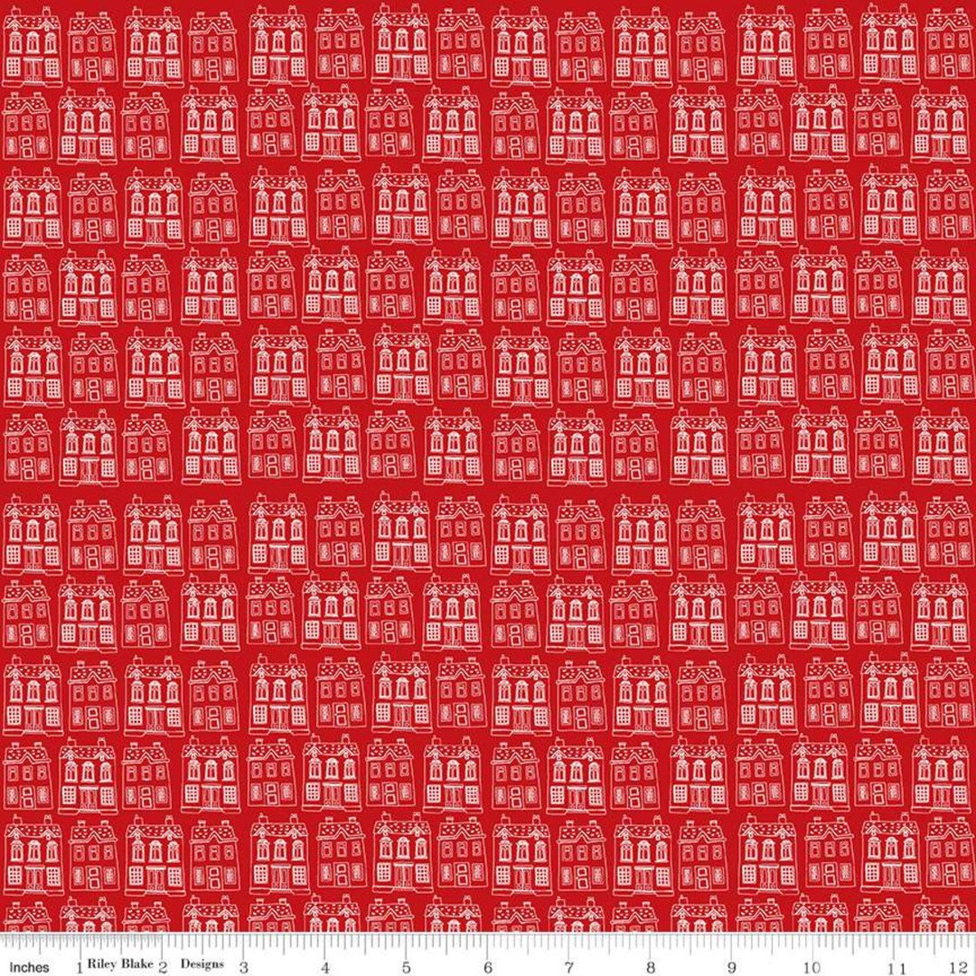 Riley Blake Designs Red Hot Houses Red Cotton Quilting Fabric by the ...