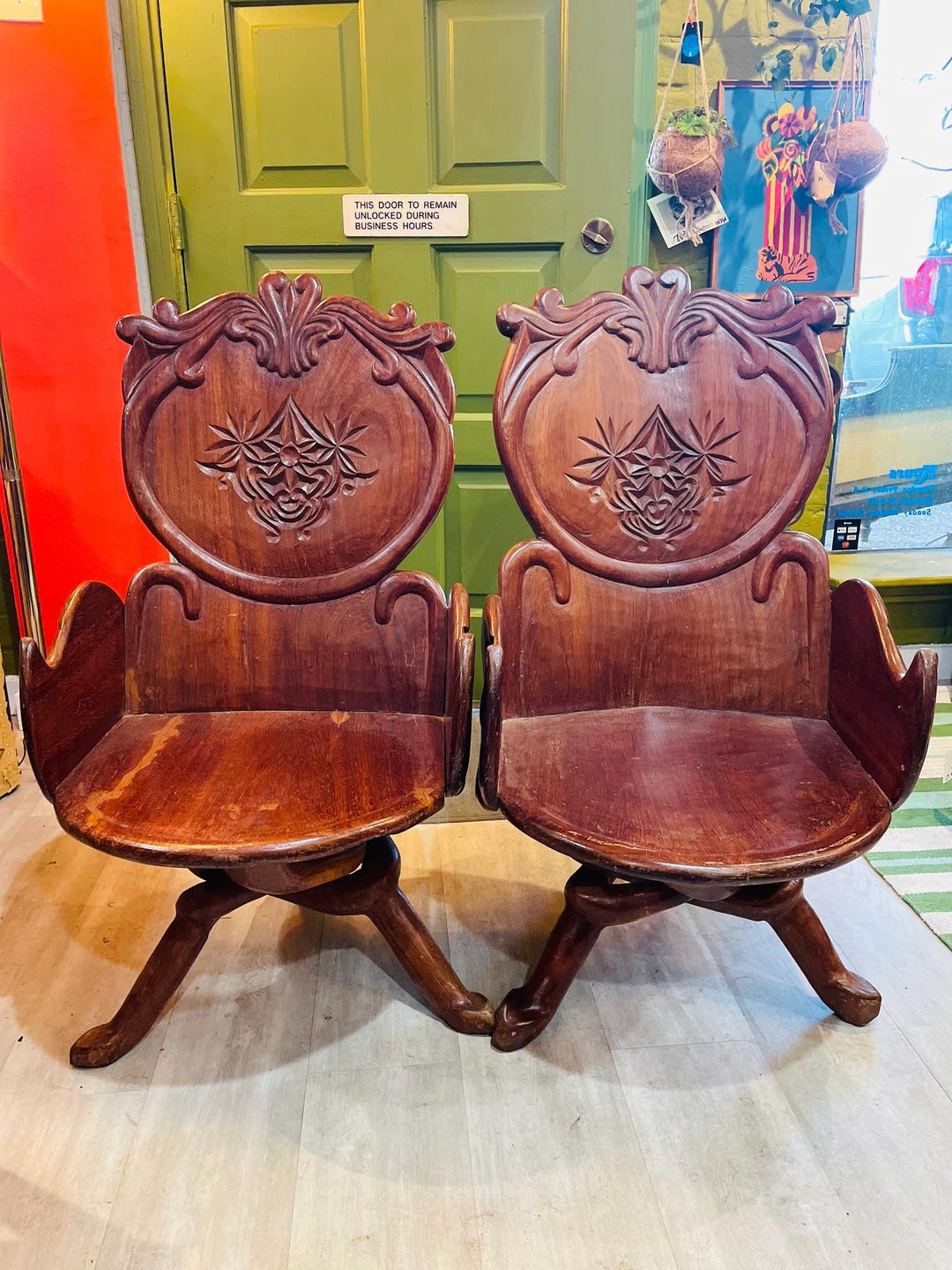 Art Nouveau Antoni Gaudi Style Antique Teak Chairs - Etsy