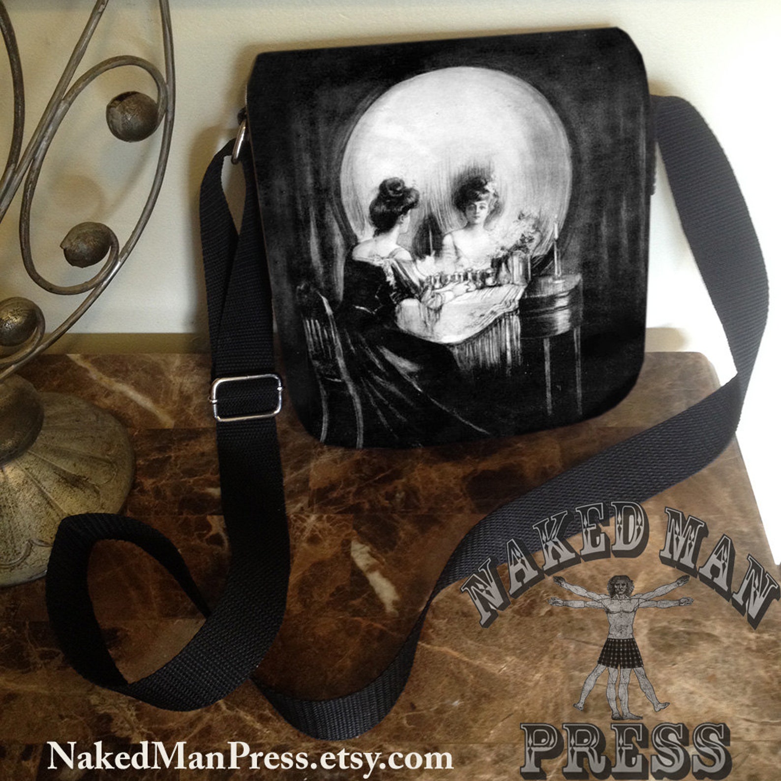 Vanity Mirror Skull Black Small Shoulder Bag Cross Body | Etsy