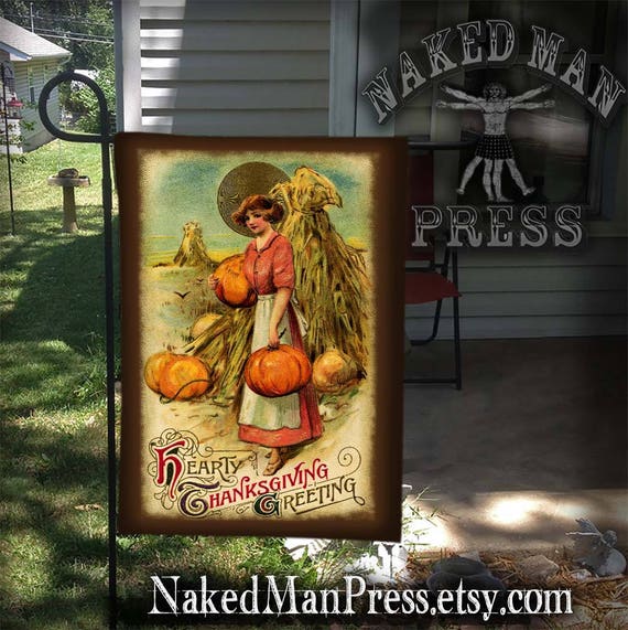 Garden Flag or Tapestry Hearty Thanksgiving Greetings | Etsy