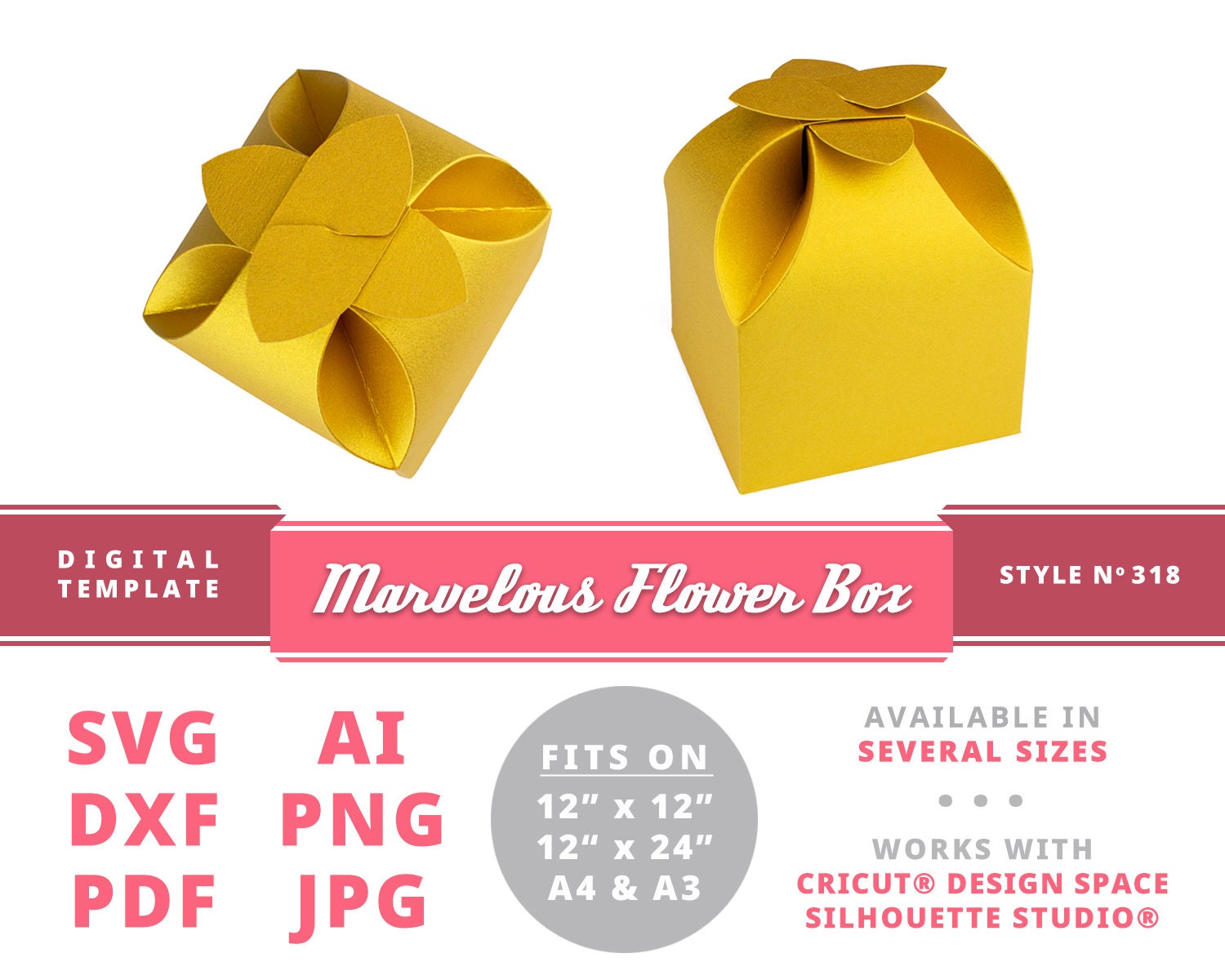 MARVELOUS FLOWER BOX Instant Download Printable Digital Box Template ...