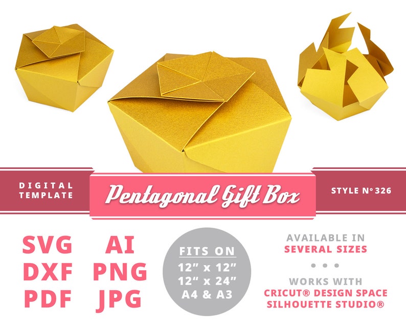 PENTAGONAL GIFT BOX Instant Download Printable Digital Box Template ...