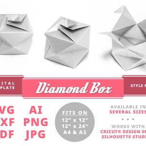 DIAMOND BOX Svg Digital Gift Box Template Little Box Jewelry Package ...