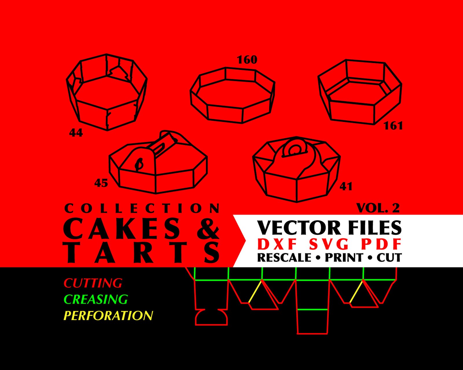 CAKE & TART BOXES Collection of 10 Instant Download Cake Box Svg ...