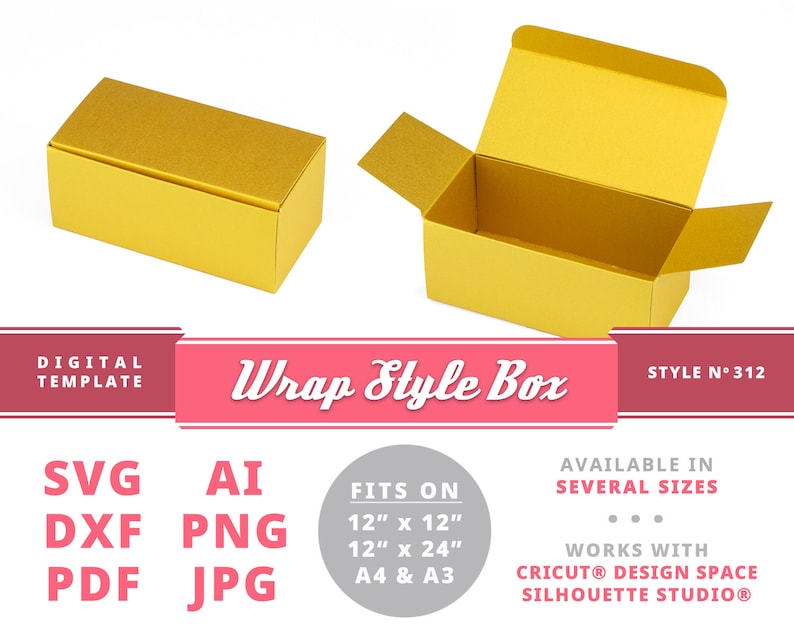WRAP STYLE BOX Instant Download Printable Digital Box Template ...