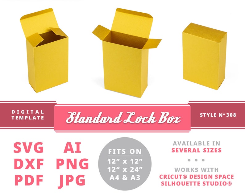 STANDARD LOCK BOX Svg Instant Download Printable Digital Box Template ...