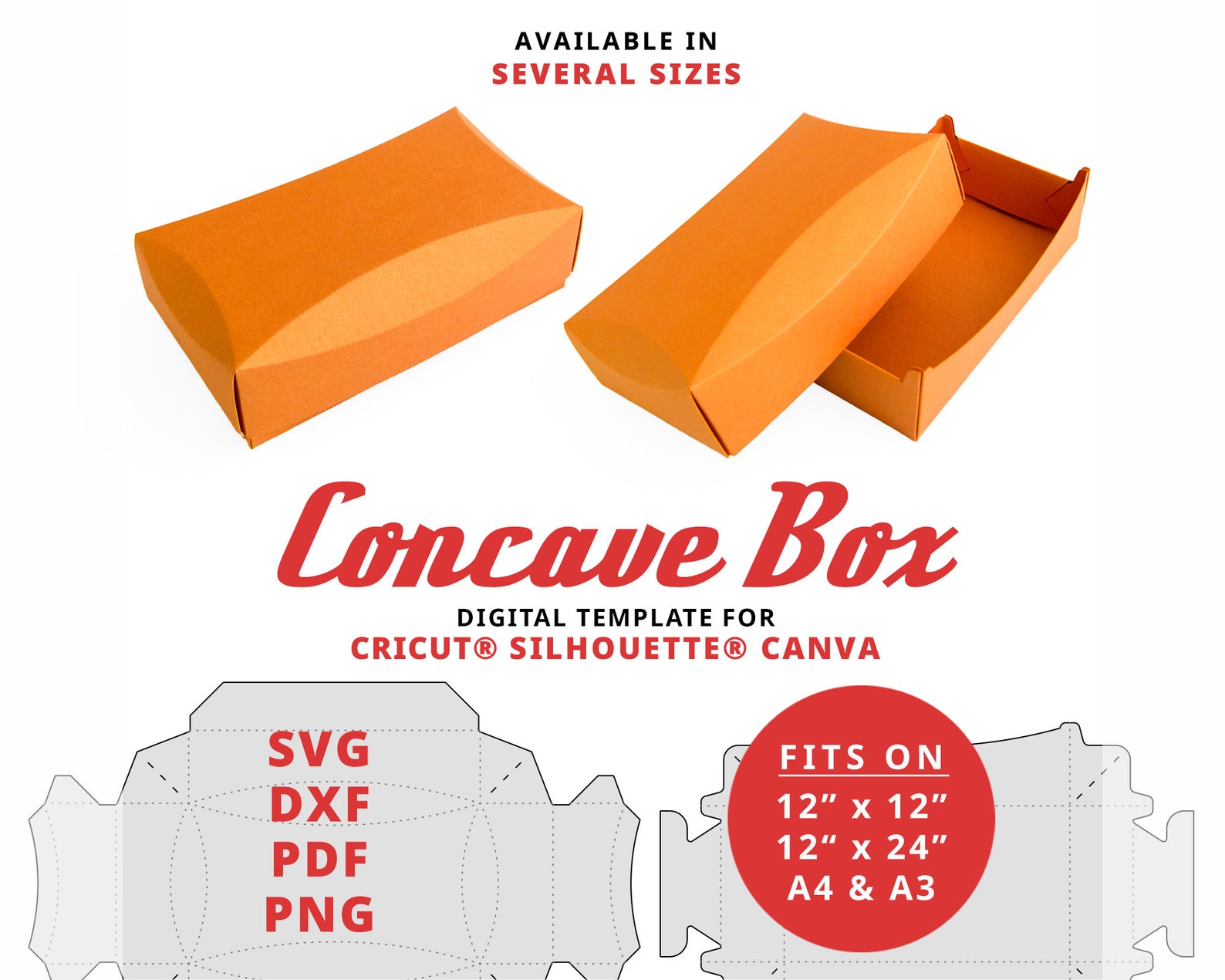 CONCAVE BOX With Lid Top and Bottom Wedding Party Treat Box SVG Gift ...