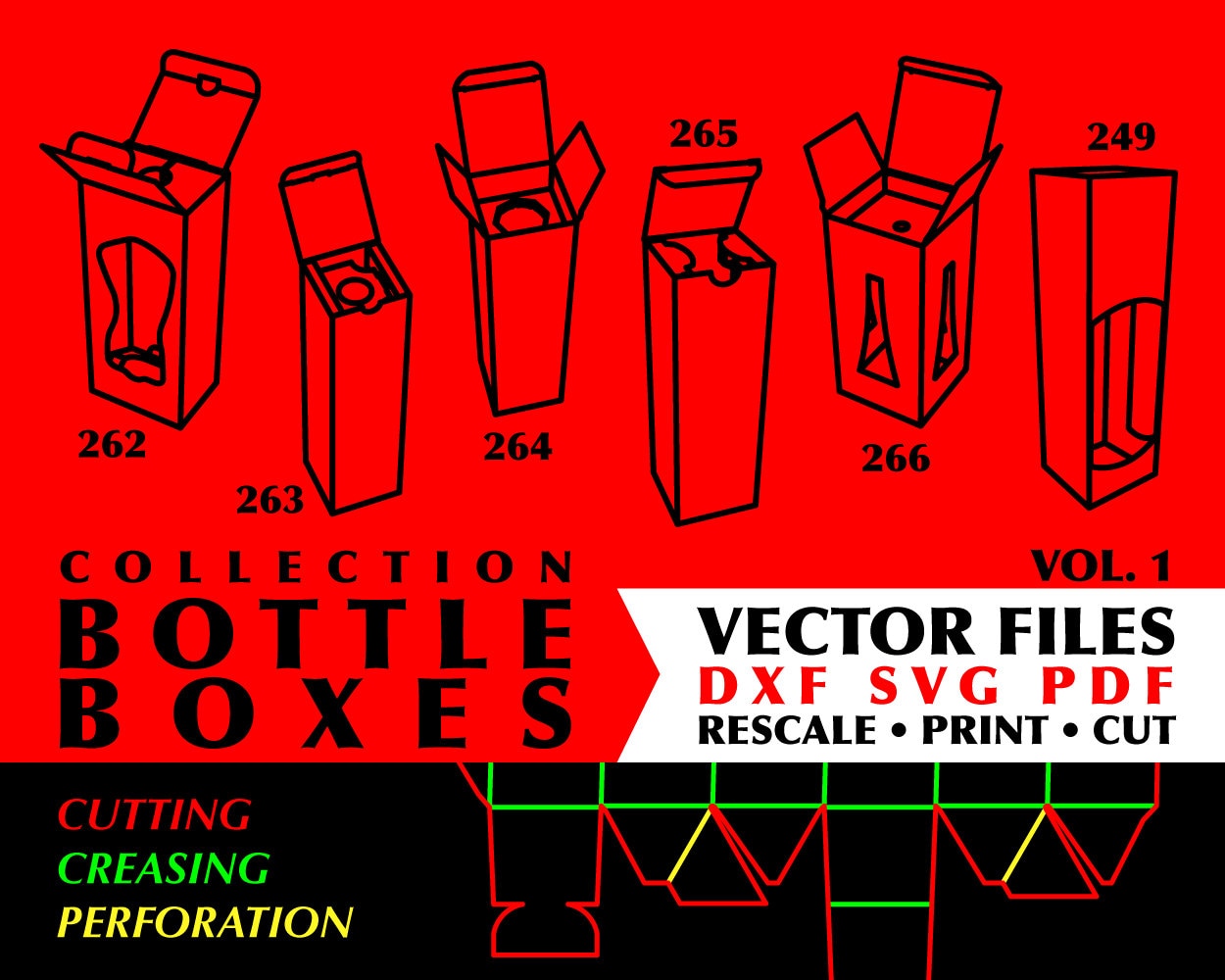 BOTTLE BOXES Collection of 19 Digital Download Template Files Drinkware ...