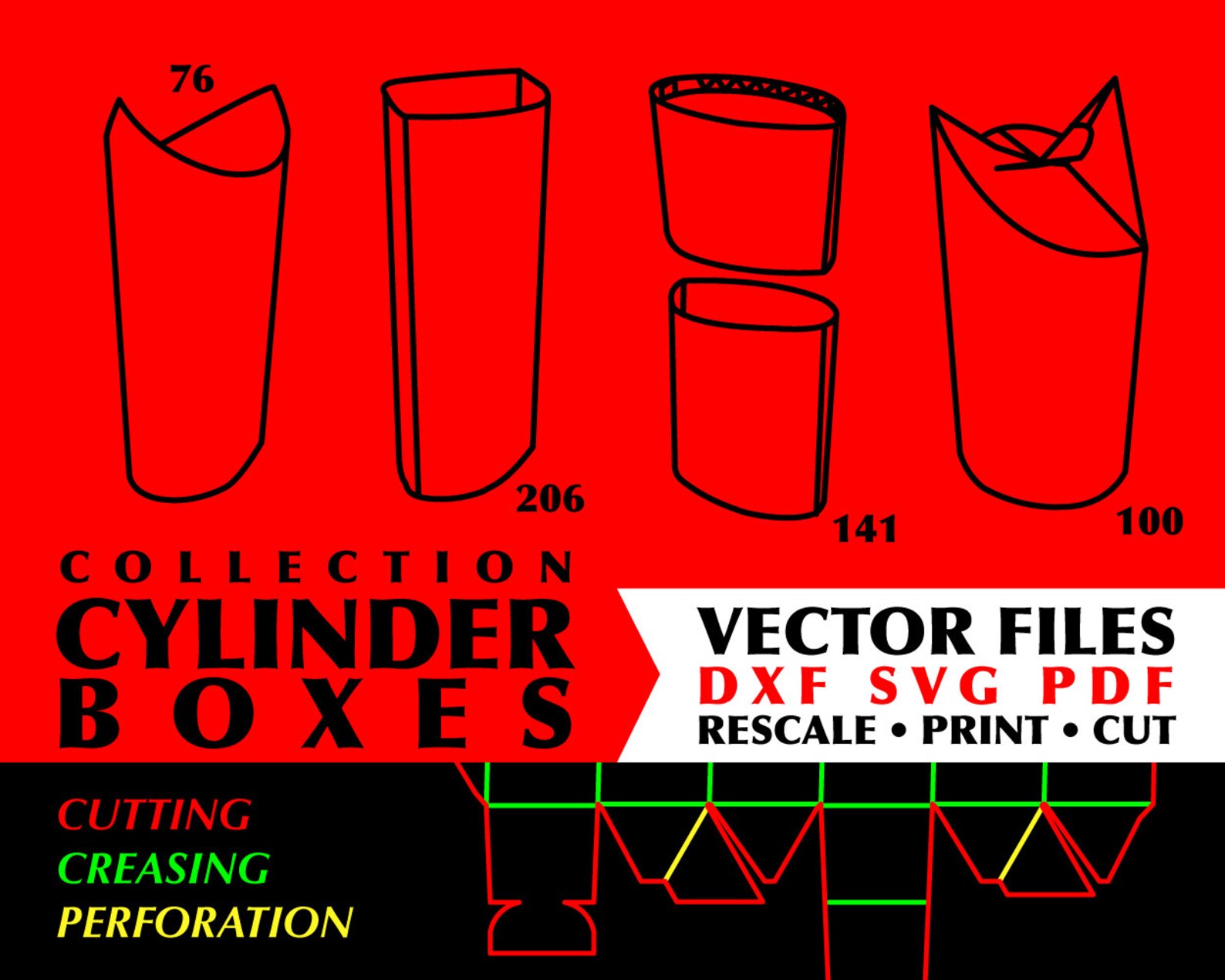 CYLINDER BOXES Collection of 4 Packaging Templates Cricut Svg - Etsy