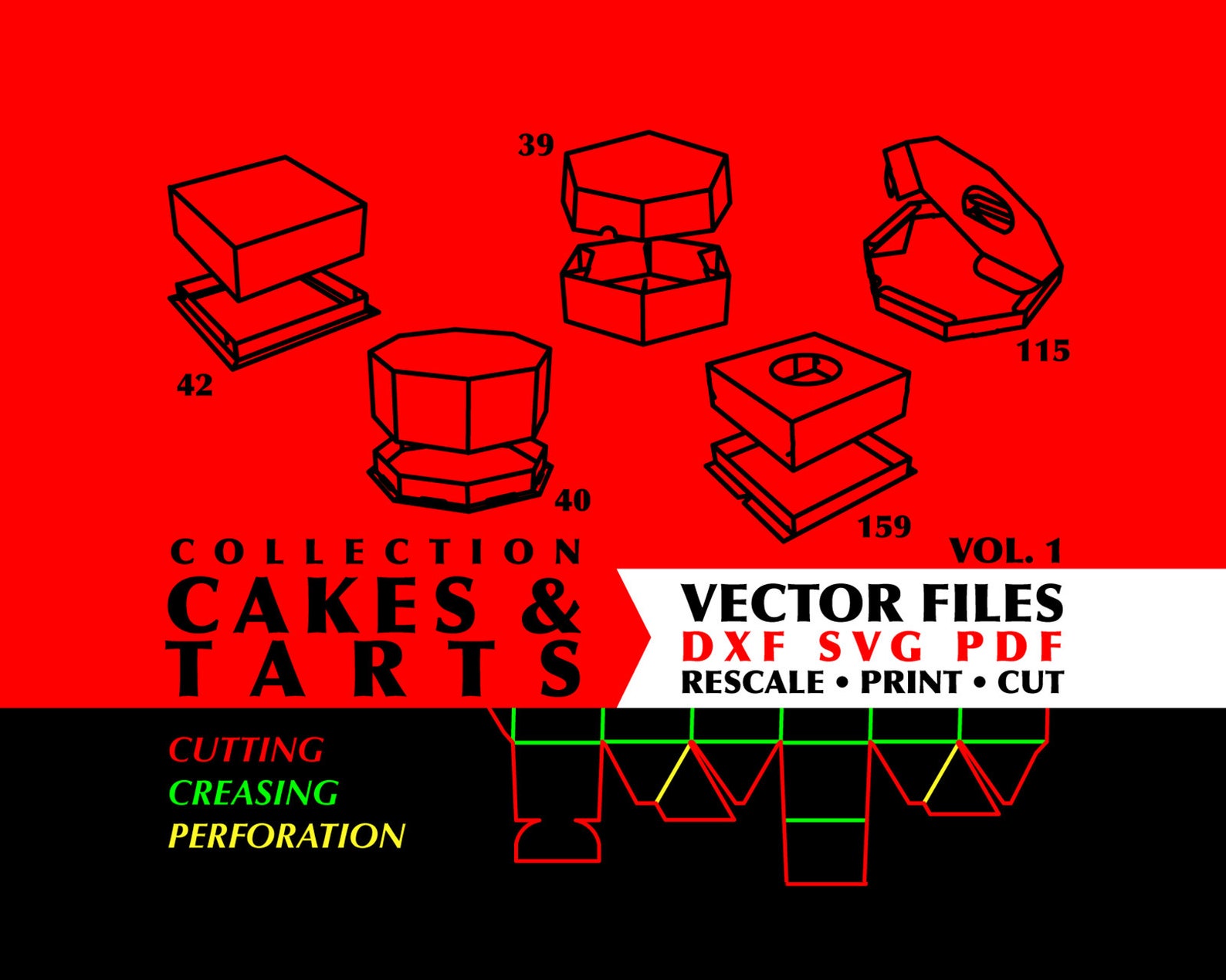 CAKE & TART BOXES Collection of 10 Instant Download Cake Box Svg ...