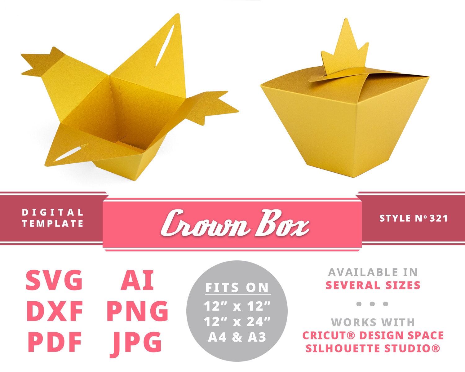 CROWN BOX Instant Download Printable Digital Box Template | Etsy
