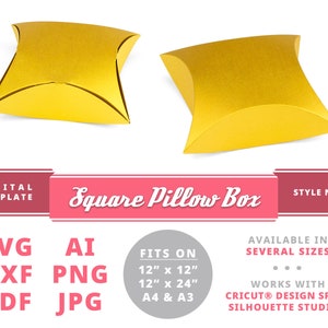 SQUARE PILLOW BOX Instant Download Printable Digital Box Template ...