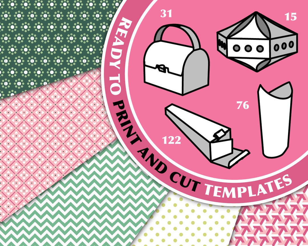 4 Party Gift Favor Boxes Printable Packaging Design Instant Download ...