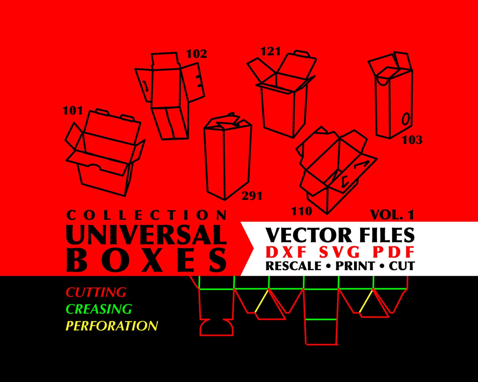 UNIVERSAL BOXES Collection of 28 Digital Download Box Templates Box Svg ...