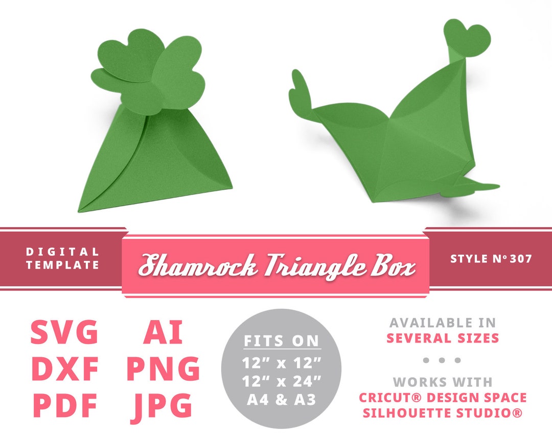SHAMROCK TRIANGLE BOX Irish St Patrick's Day Clover Leaf Triangle Box ...