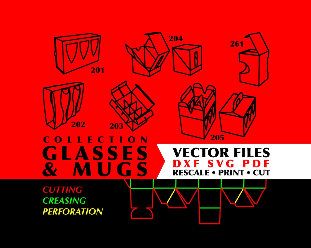 Mug Box Template: Digital Packaging Vector Collection (SVG, DXF, PDF ...