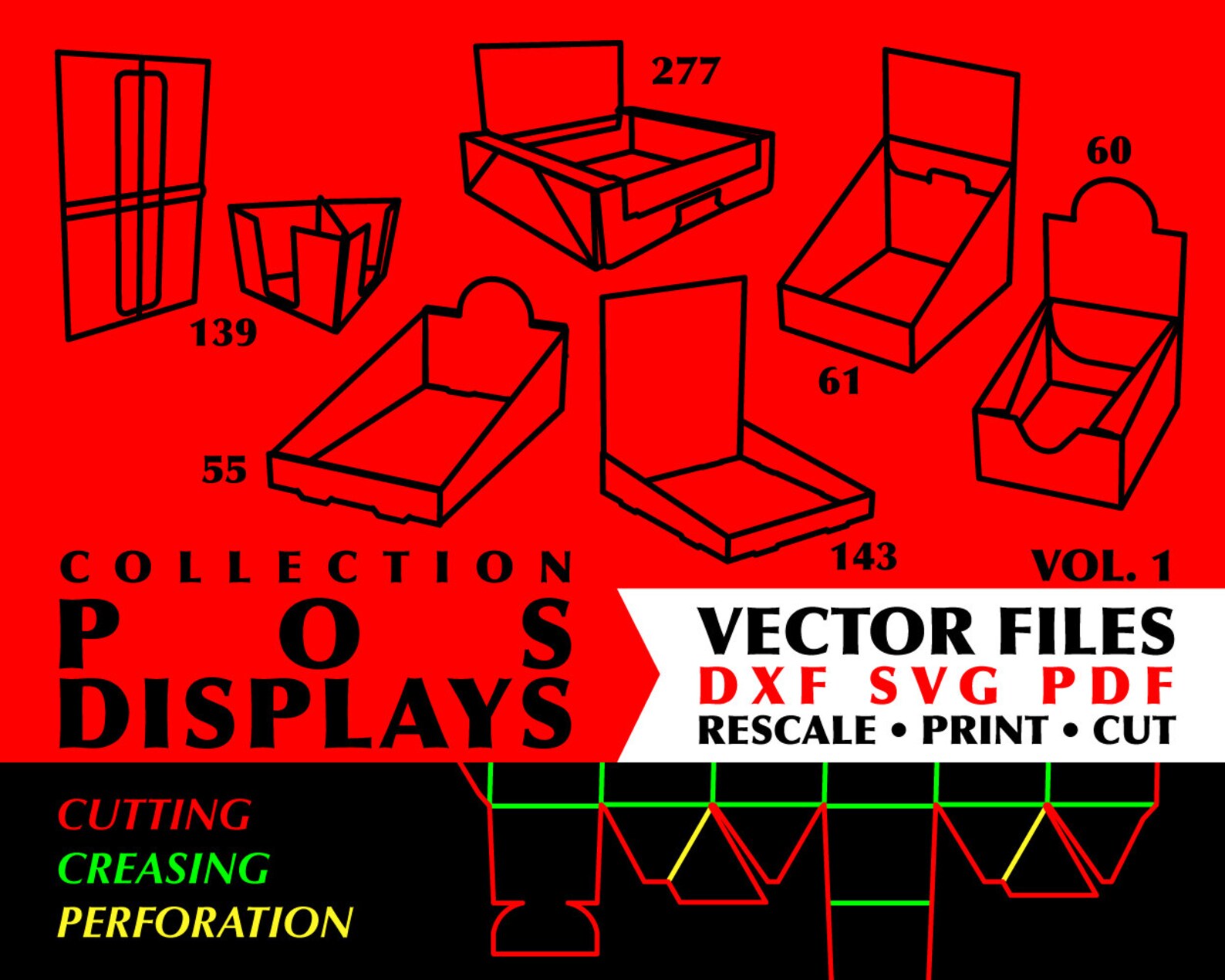 POS DISPLAY BOXES Collection of 13 Digital Cutting Packaging Templates ...