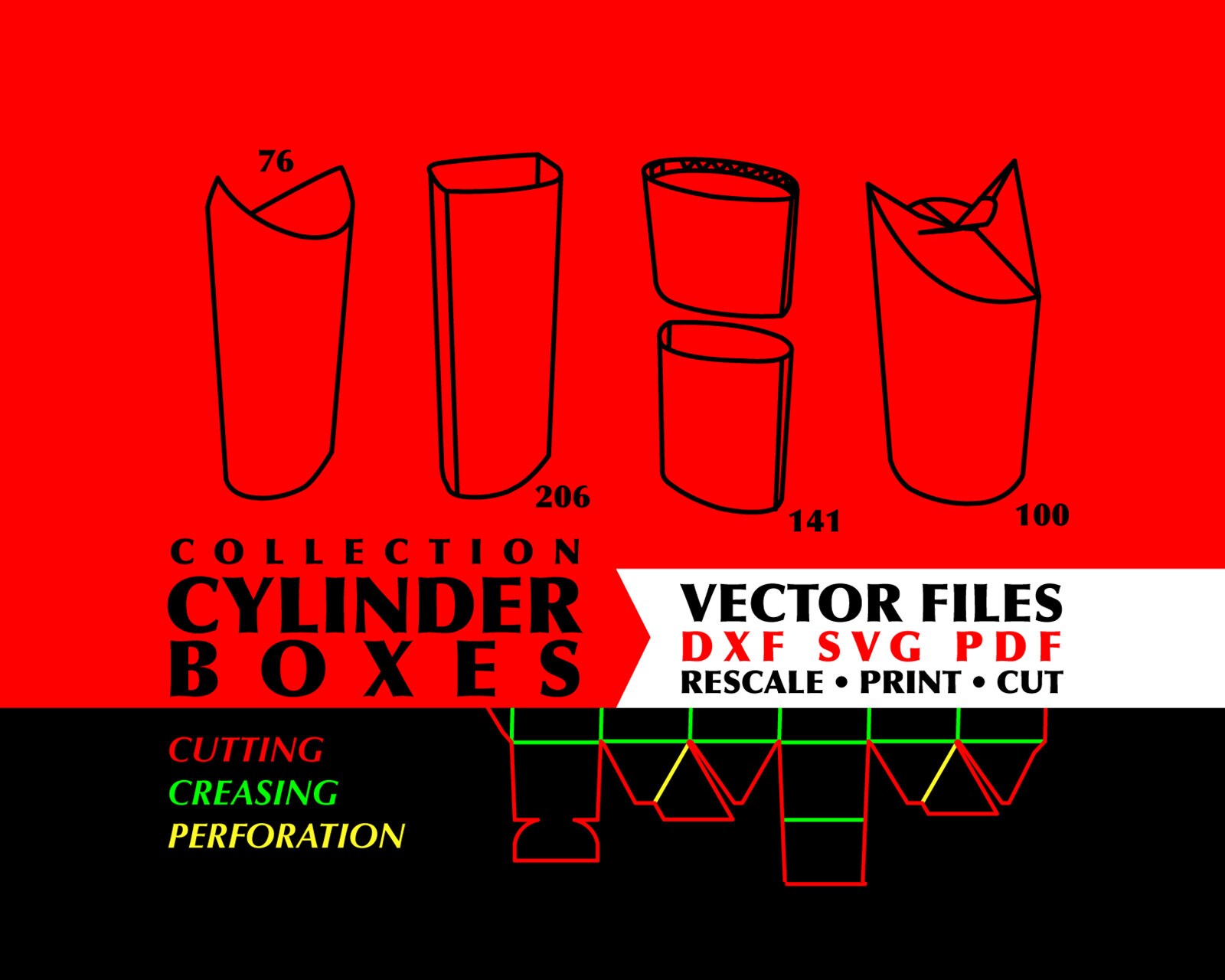CYLINDER BOXES Collection of 4 Packaging Templates Cricut Svg Box Gift ...