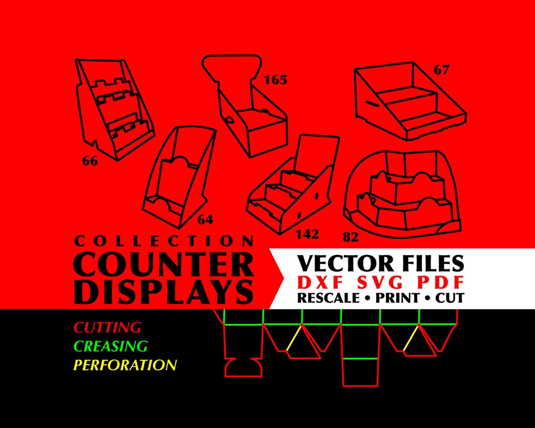 COUNTER DISPLAYS Collection of 6 Digital Download Box Dxf Svg Box File ...