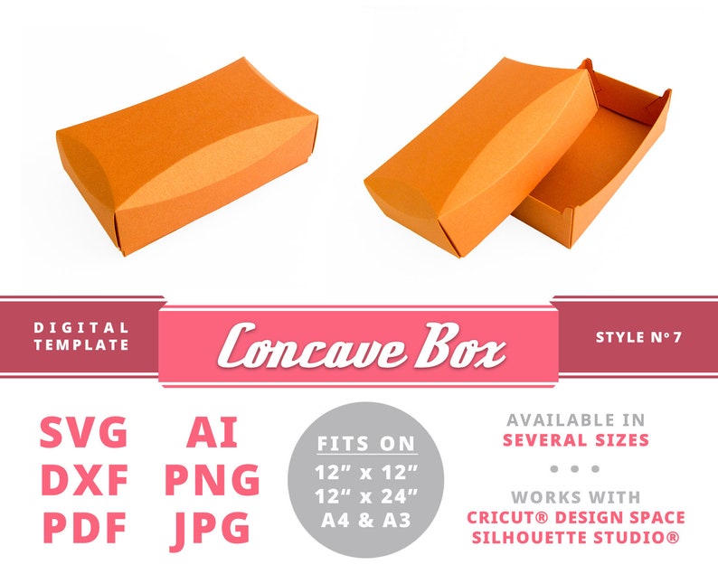 CONCAVE BOX With Lid Top and Bottom Wedding Party Treat Box SVG Gift ...